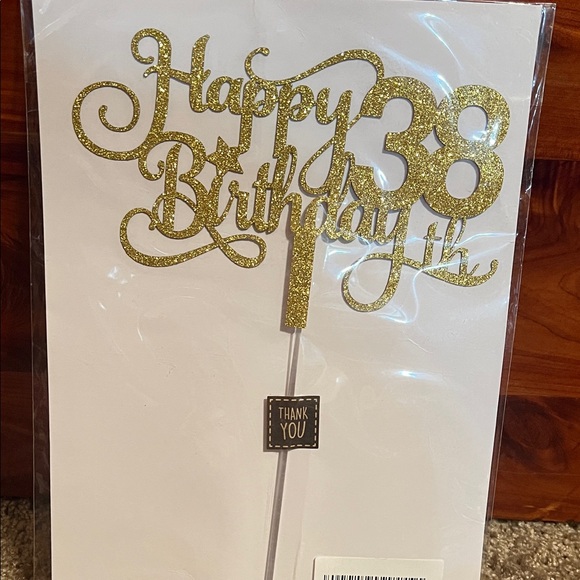 Party Supplies | Gold Glitter Happy 38th Birthday Cake Topper | Poshmark